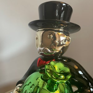 Custom 16” Chrome Monopoly Man Walking Holding Money Statue Sculpture ...