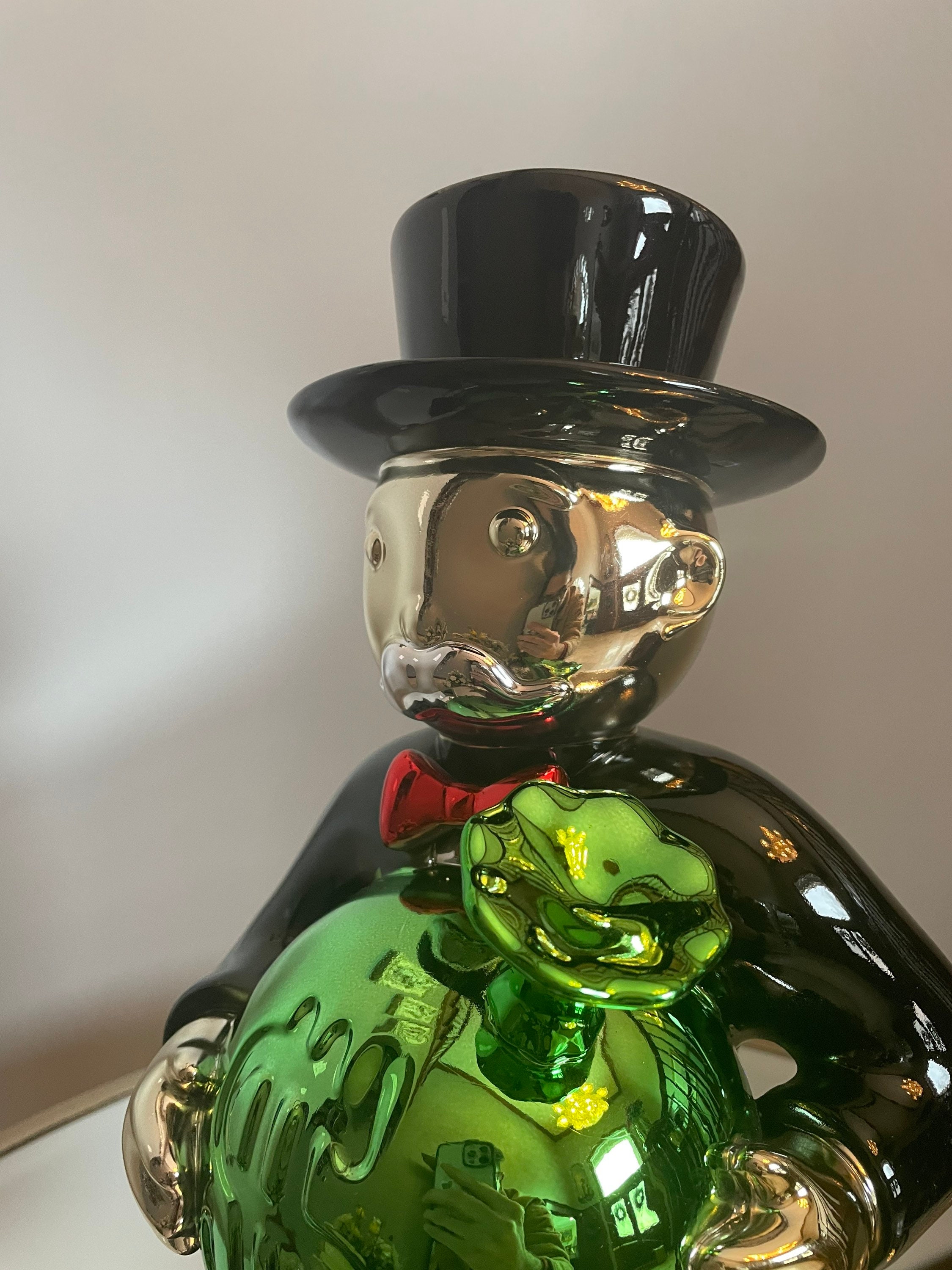 Custom 16 Chrome Monopoly Man Walking Holding Money Statue Sculpture ...