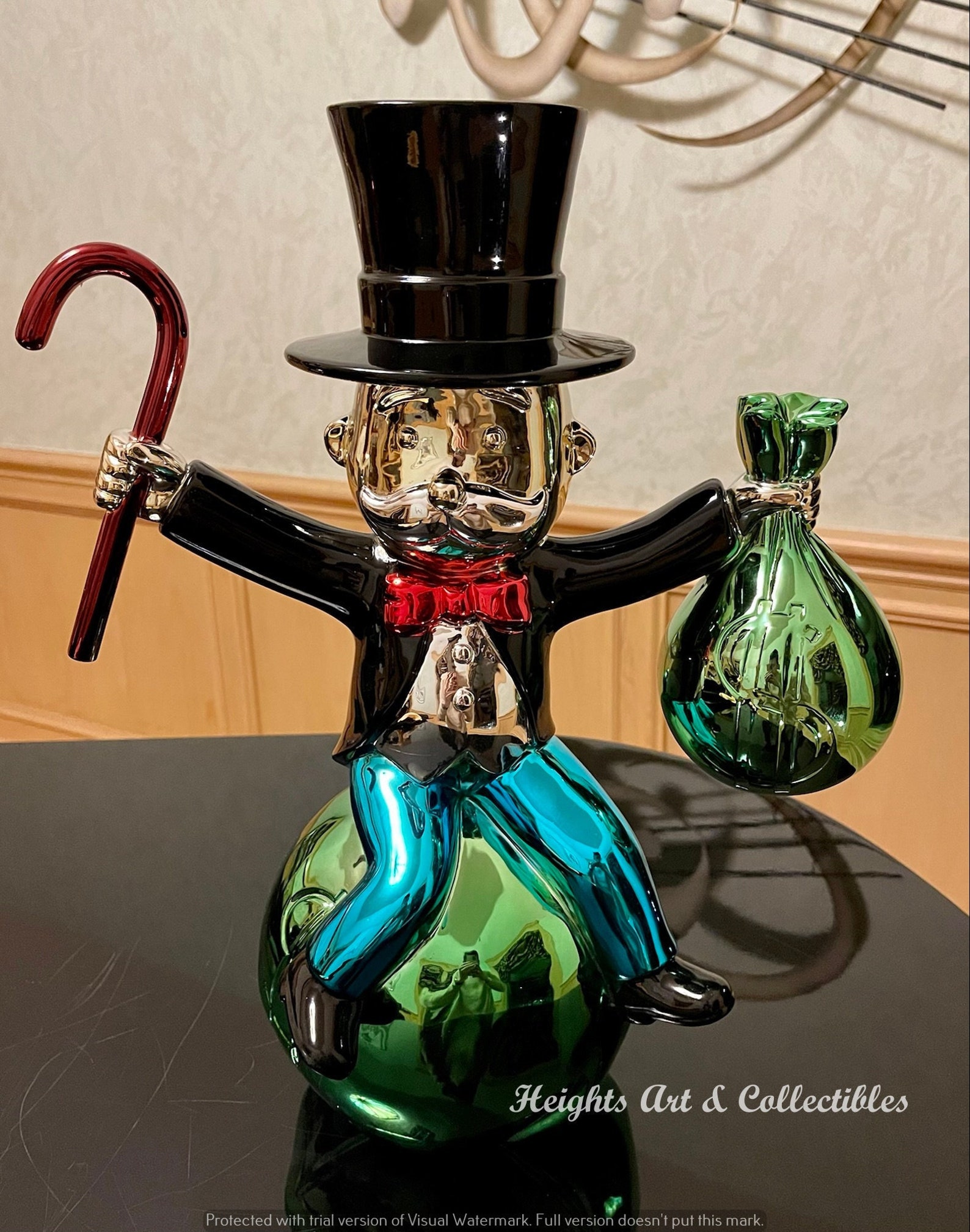 Custom 16” Chrome Monopoly Man Statue Sculpture Alec Monopoly Pop Art ...