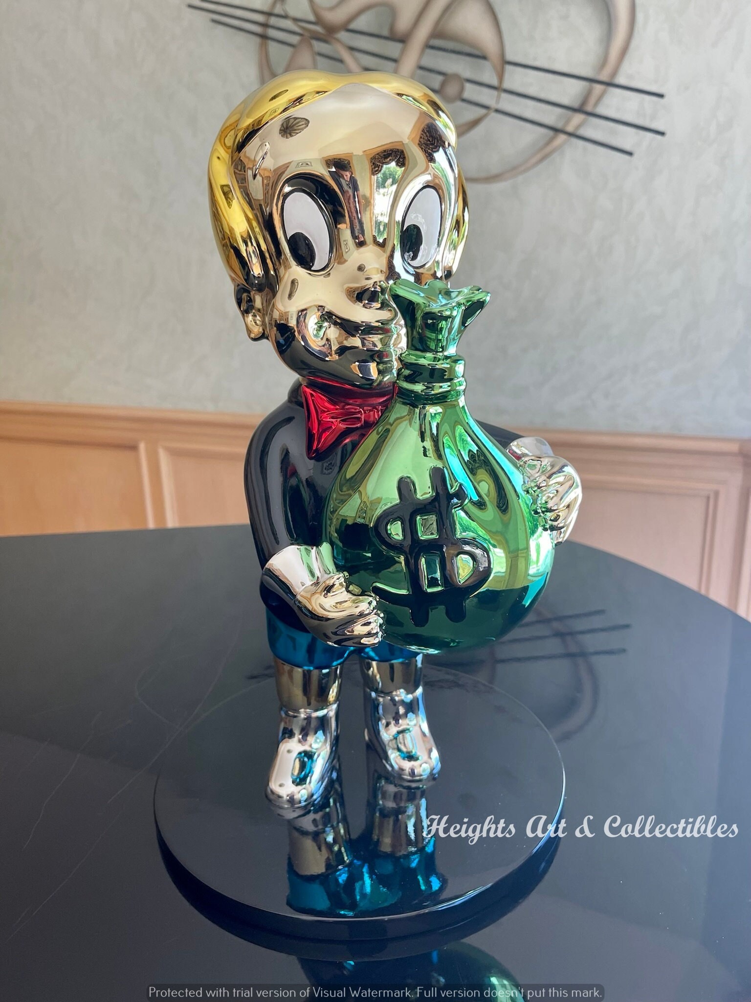 Custom 16” Chrome Richie Rich Holding Money Bag Statue Sculpture Alec Monopoly Pop Art - Etsy