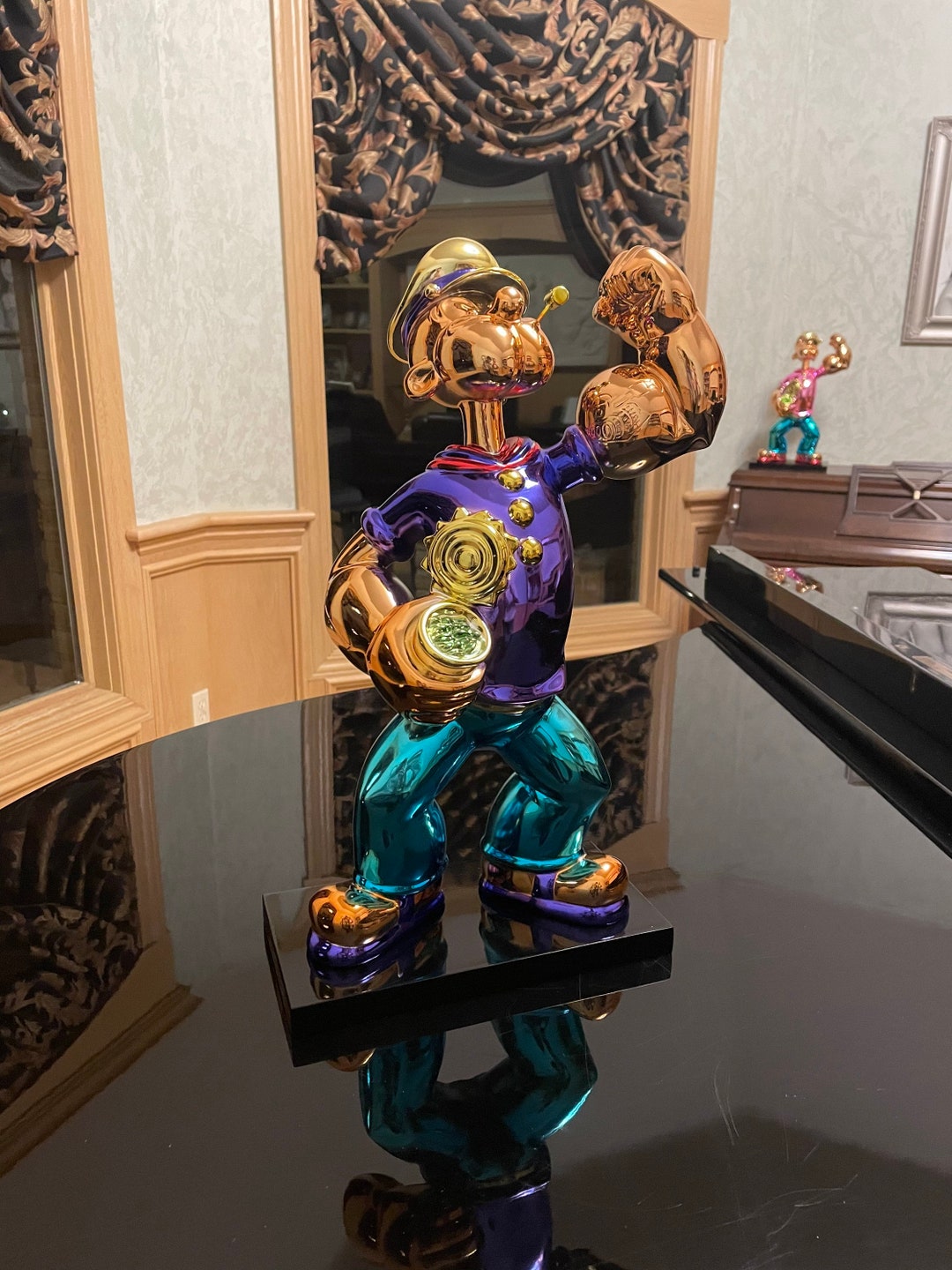 Custom 15” Chrome Popeye Statue Sculpture Jeff Koons Pop Art!! - Etsy