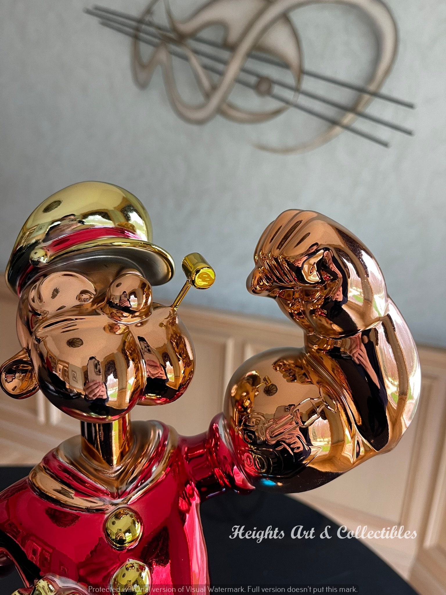 Custom 15” Chrome Red Popeye the Sailor Man Wynn Statue Sculpture Pop ...