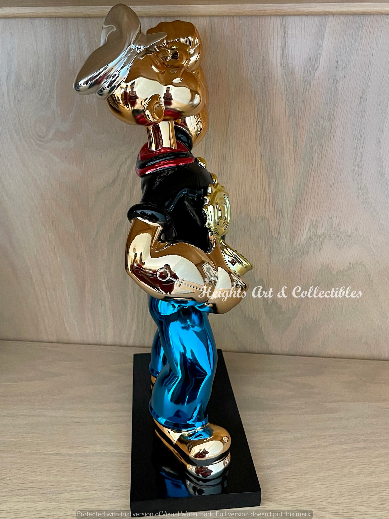 Custom 15” Candy Chrome Black Popeye the Sailor Man Wynn Statue ...