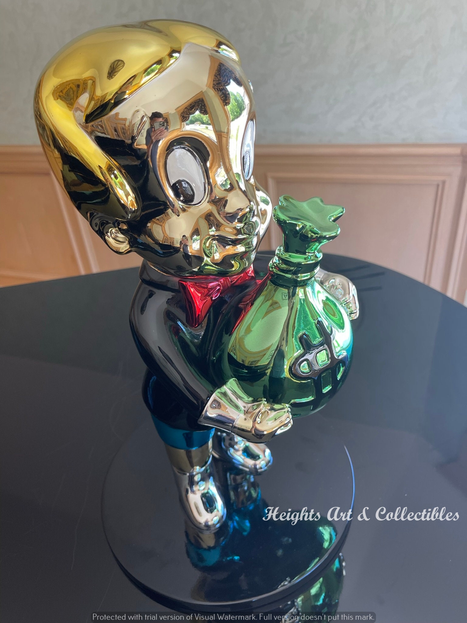 Custom 16” Chrome Richie Rich Holding Money Bag Statue Sculpture Alec ...