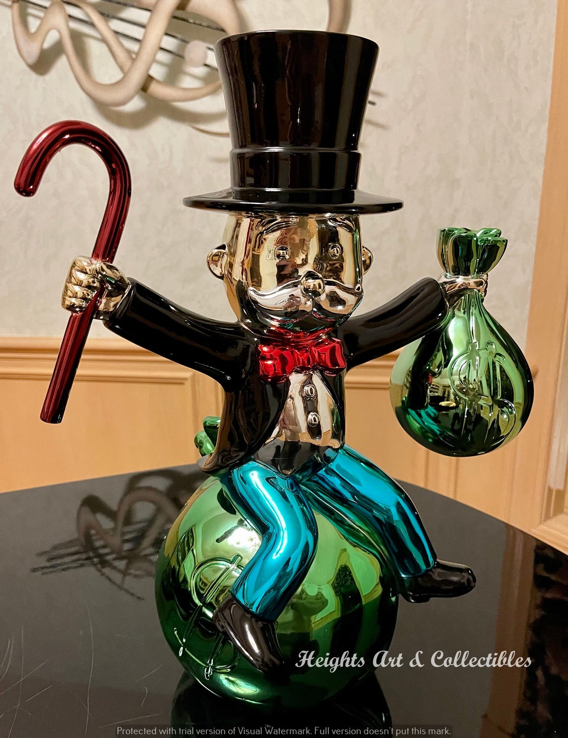 Custom 16” Chrome Monopoly Man Statue Sculpture Alec Monopoly Pop Art ...