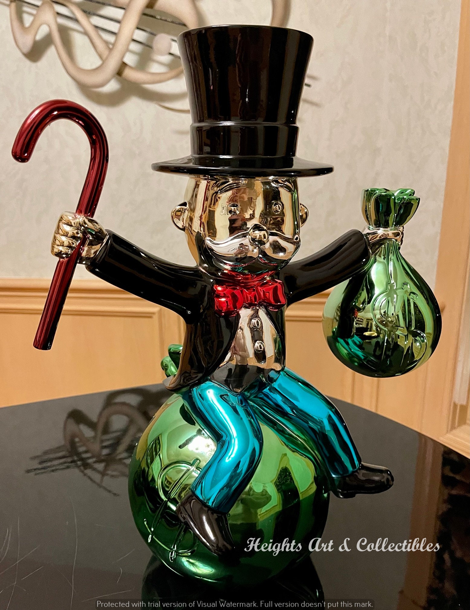 Custom 16” Chrome Monopoly Man Statue Sculpture Alec Monopoly Pop Art ...
