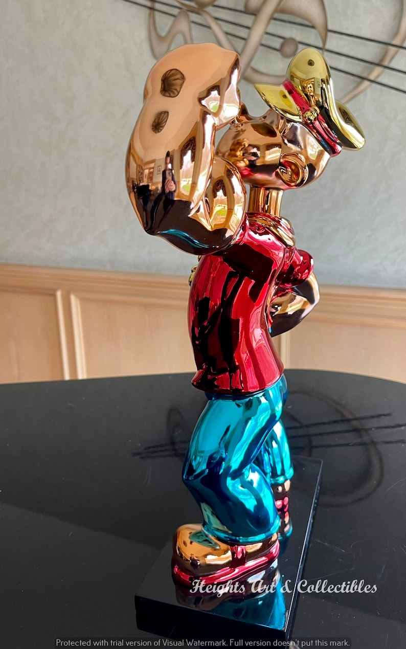 Custom 15” Chrome Red Popeye the Sailor Man Wynn Statue Sculpture Pop ...