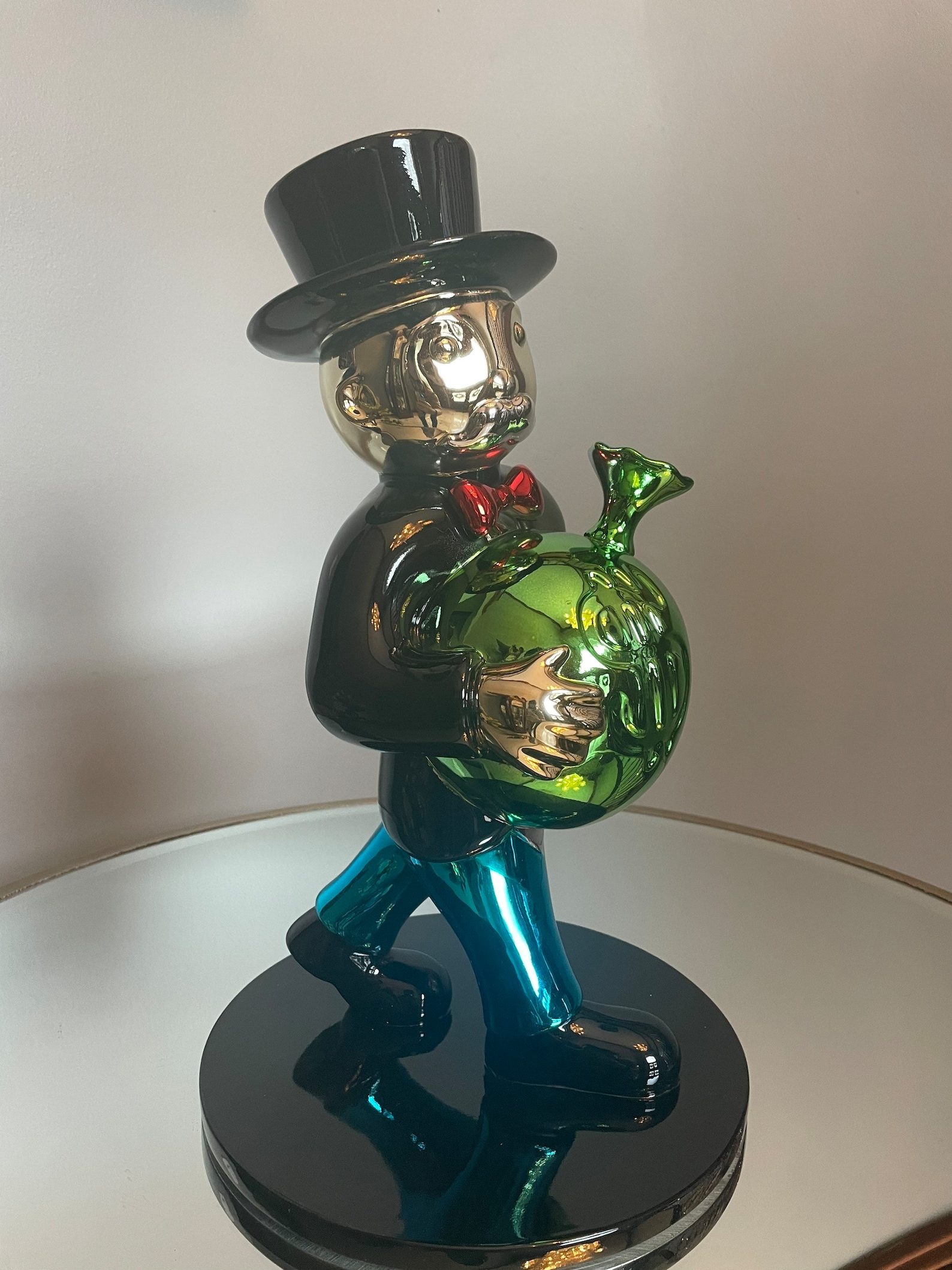 Custom 16 Chrome Monopoly Man Walking Holding Money Statue Sculpture ...