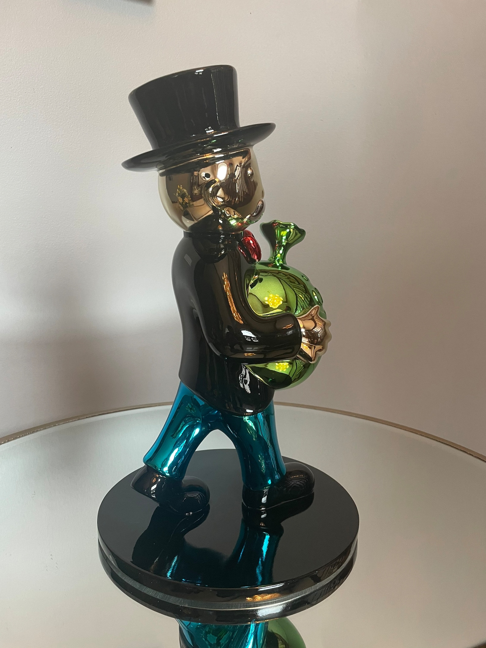 Custom 16” Chrome Monopoly Man Walking Holding Money Statue Sculpture ...
