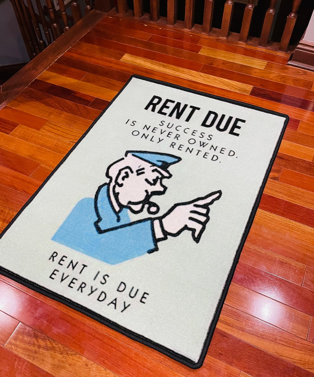 Custom Monopoly Man Rent Due Success Motivational Pop Art Rug - Etsy