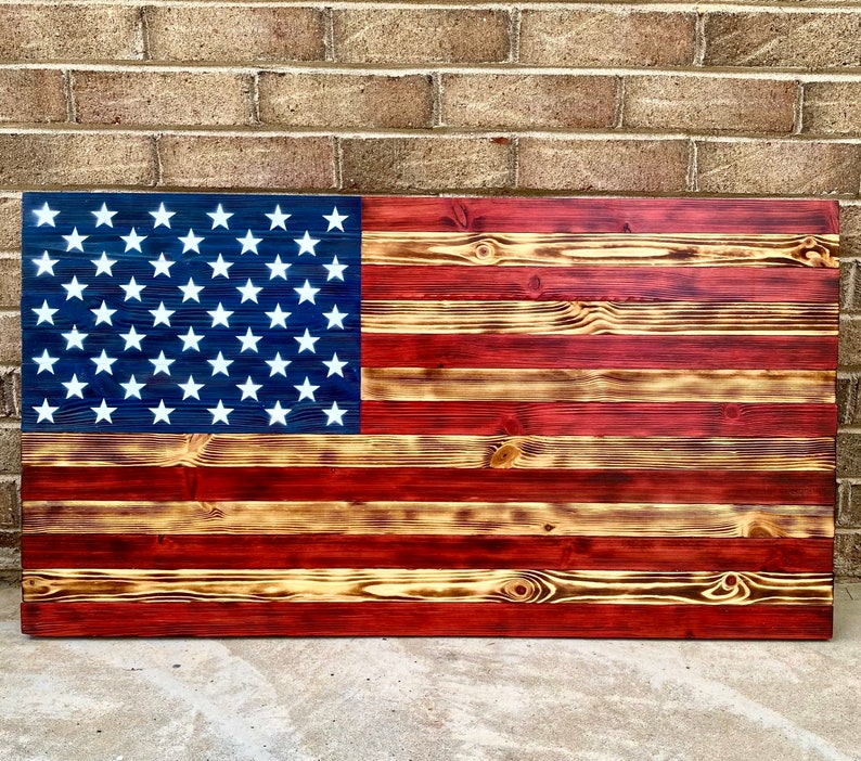 Wood American Flag (36”x 20”), Large Handmade Wood Flag, Christmas Gift ...