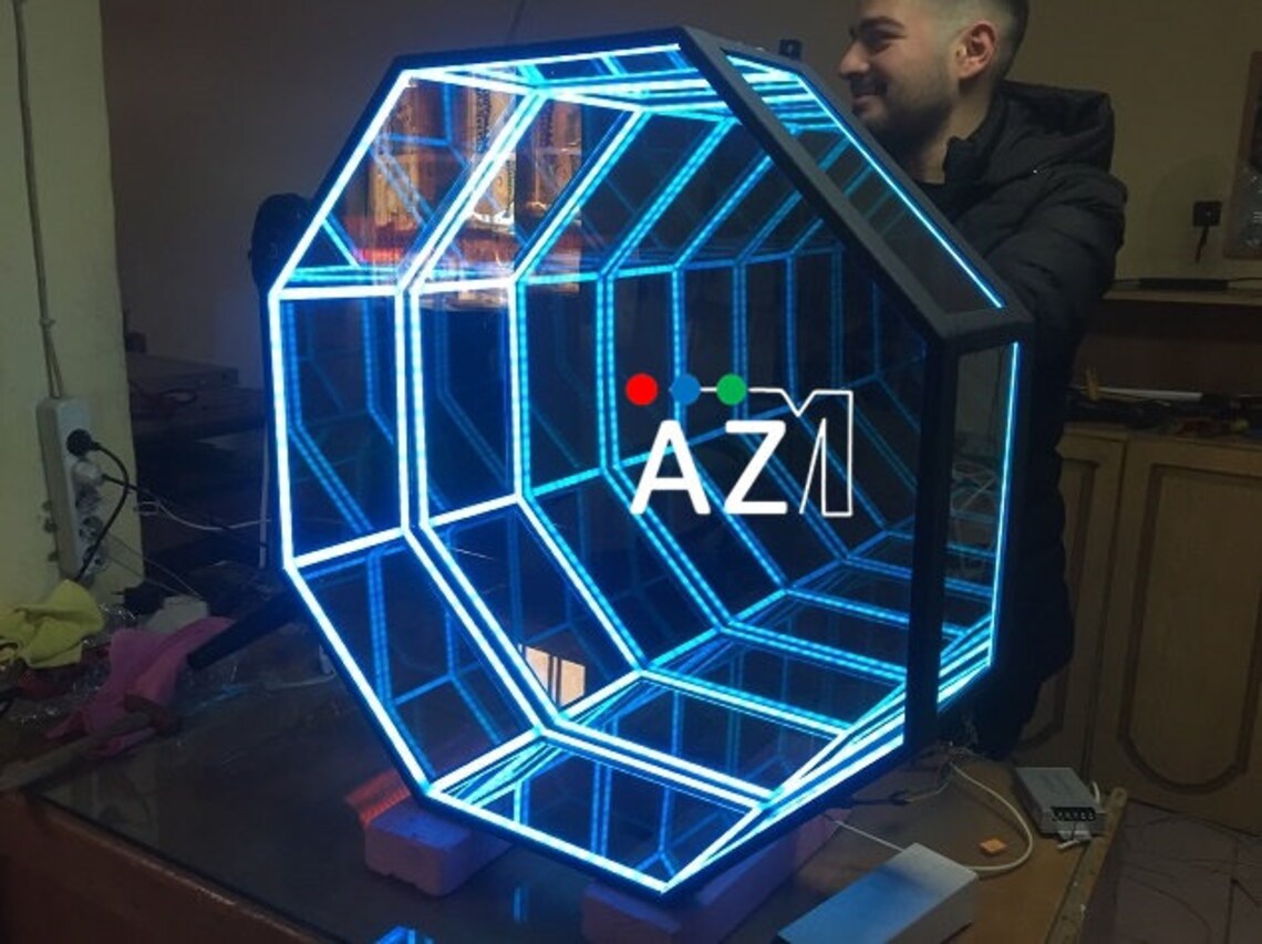 Octagonal Infinity Mirror Wall Decor LED Infinity Mirror With - Etsy UK