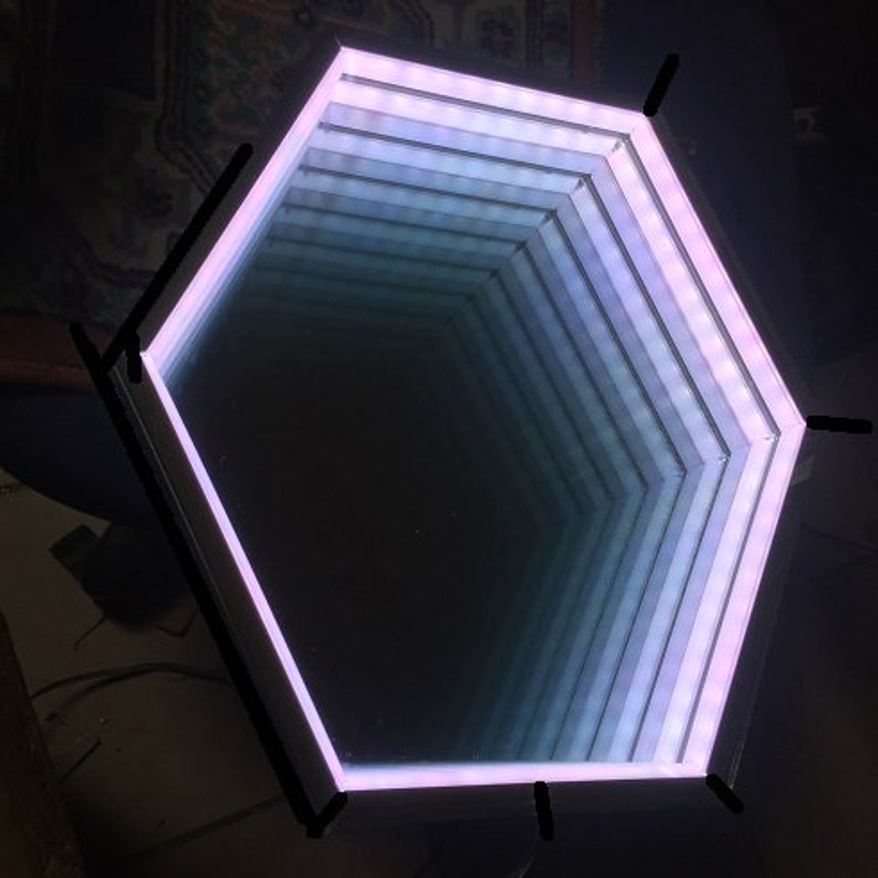 Hexagonal Infinity Mirror Wall Decor, LED Infinity Mirror With Ultra Dense LED Light Wall Decor ...