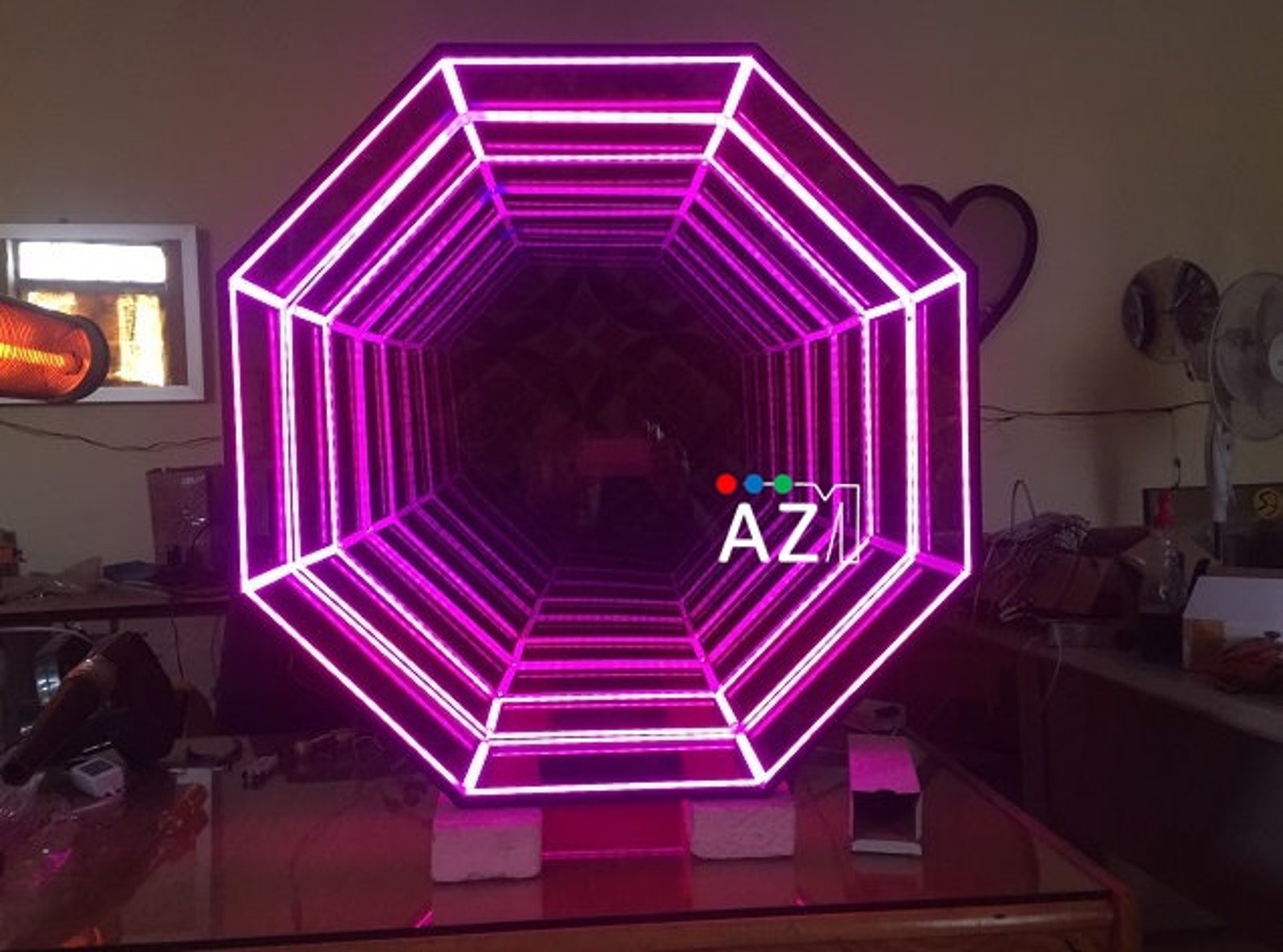 Octagonal Infinity Mirror Wall Decor, LED Infinity Mirror With Ultra ...