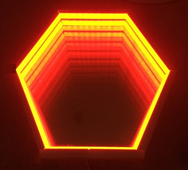 Hexagonal Infinity Mirror Wall Decor, LED Infinity Mirror With Ultra ...