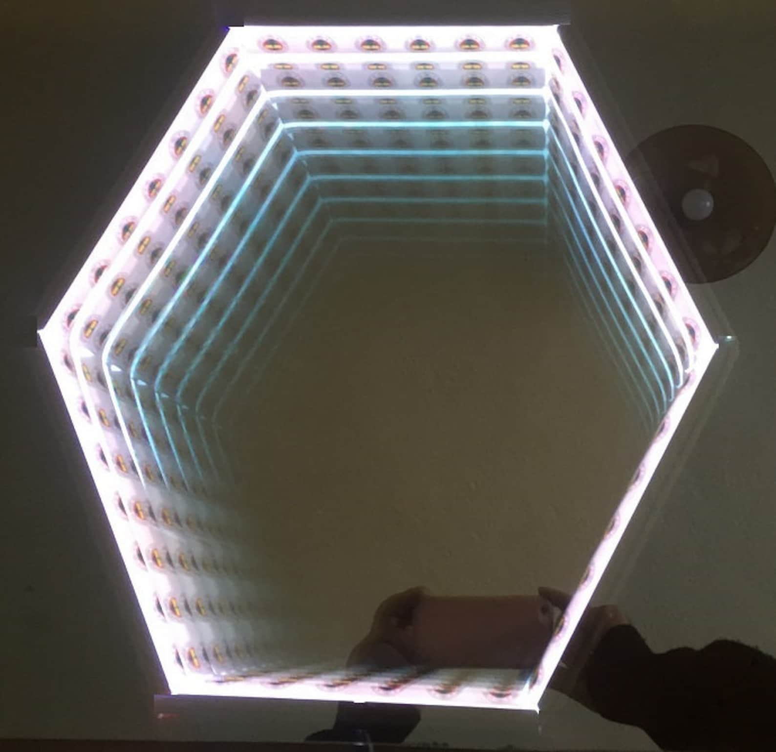 Hexagonal Infinity Mirror Wall Decor, LED Infinity Mirror With Ultra ...