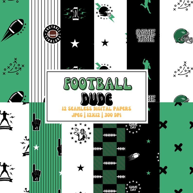 Football Seamless Digital Paper Pattern... Boy Repeat Patterns ...