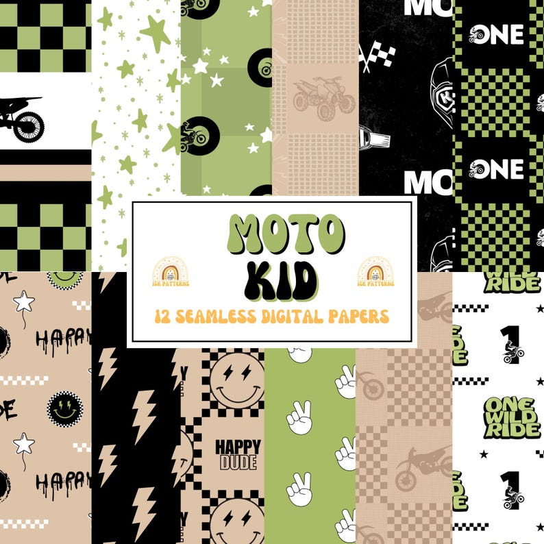 Moto Dirt Bike Seamless Pattern | Boy Motocross Scrapbooking Paper - Etsy