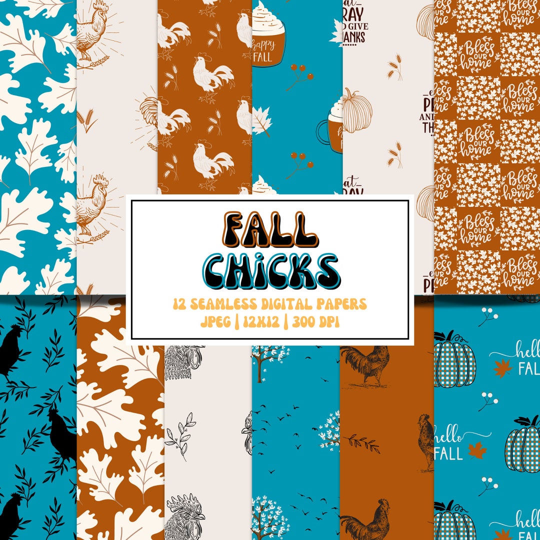 Rustic Boho Chickens Seamless Fabric Print Patterns, Turkey Fall ...
