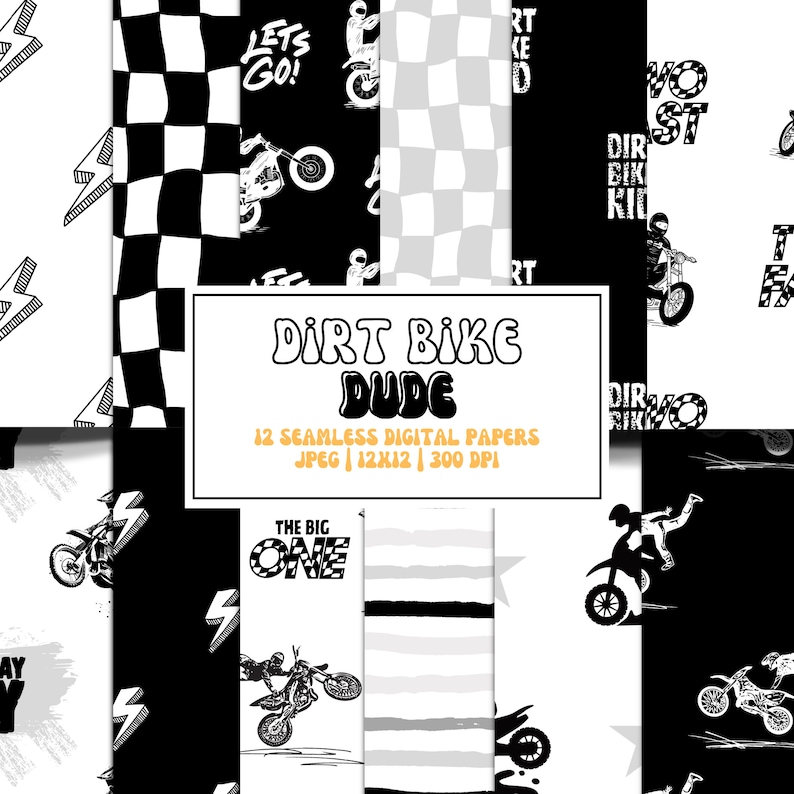Motocross Seamless Fabric Pattern Motorcycle Digital Paper Background ...