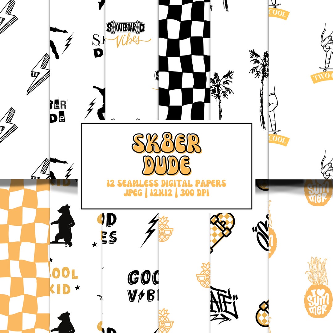 Skateboard Pattern Seamless Fabric Design Patterns Yellow Checkered ...