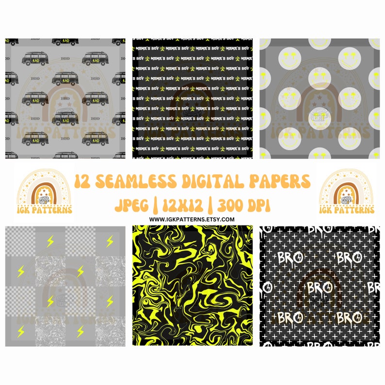 Neon Yellow Smiley Face Pattern: Rad Little Dude Fabric Print (digital ...