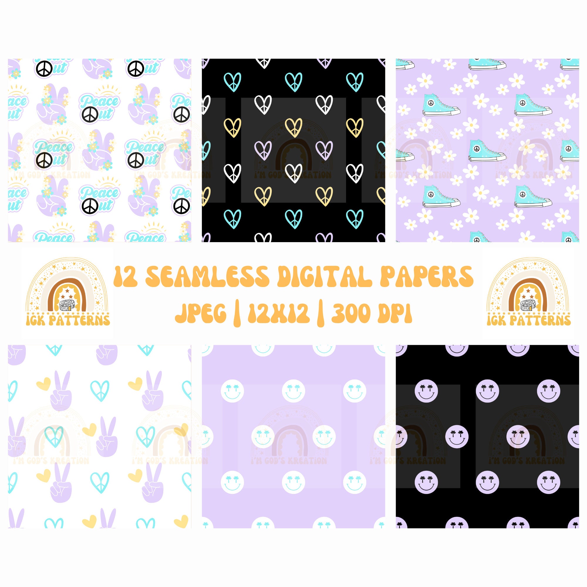 Retro Hippie Seamless Digital Paper Pattern for Kids & Party - Etsy
