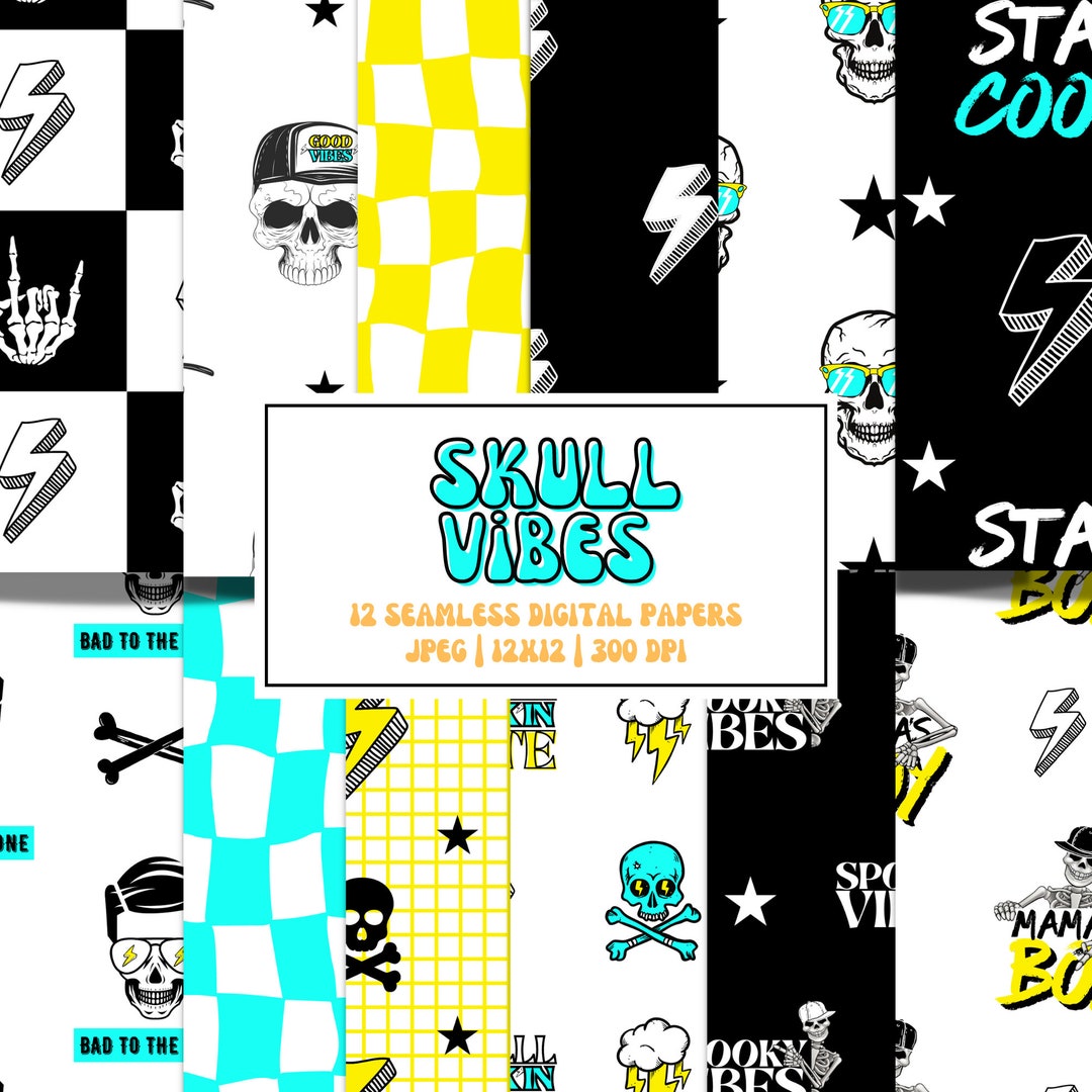 Skeleton Seamless Pattern... Skull Digital Paper... Boy Seamless File ...