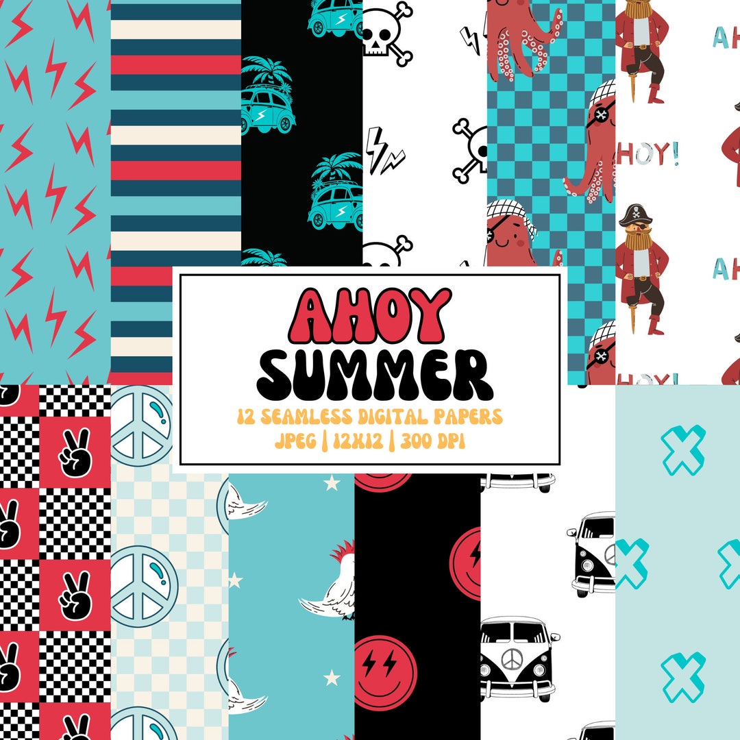 Pirate Printable Digital Paper... Boy Seamless Pattern...repeating ...