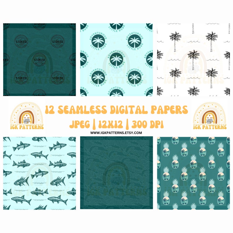 Summer Surf Seamless Pattern | Beach Digital Wallpaper - Etsy