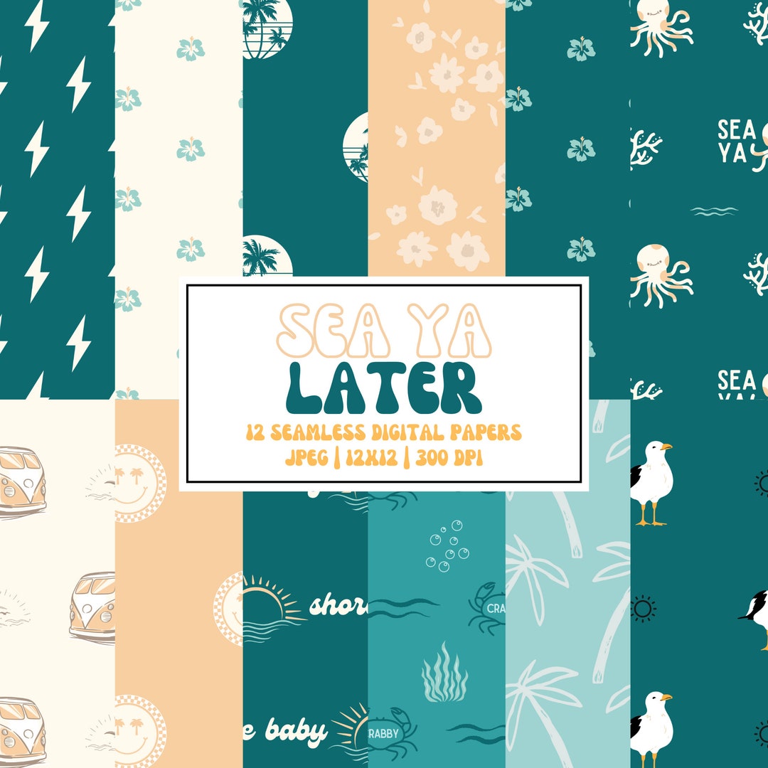 Coastal Beach Seamless File... Ocean Digital Paper... Underwater ...