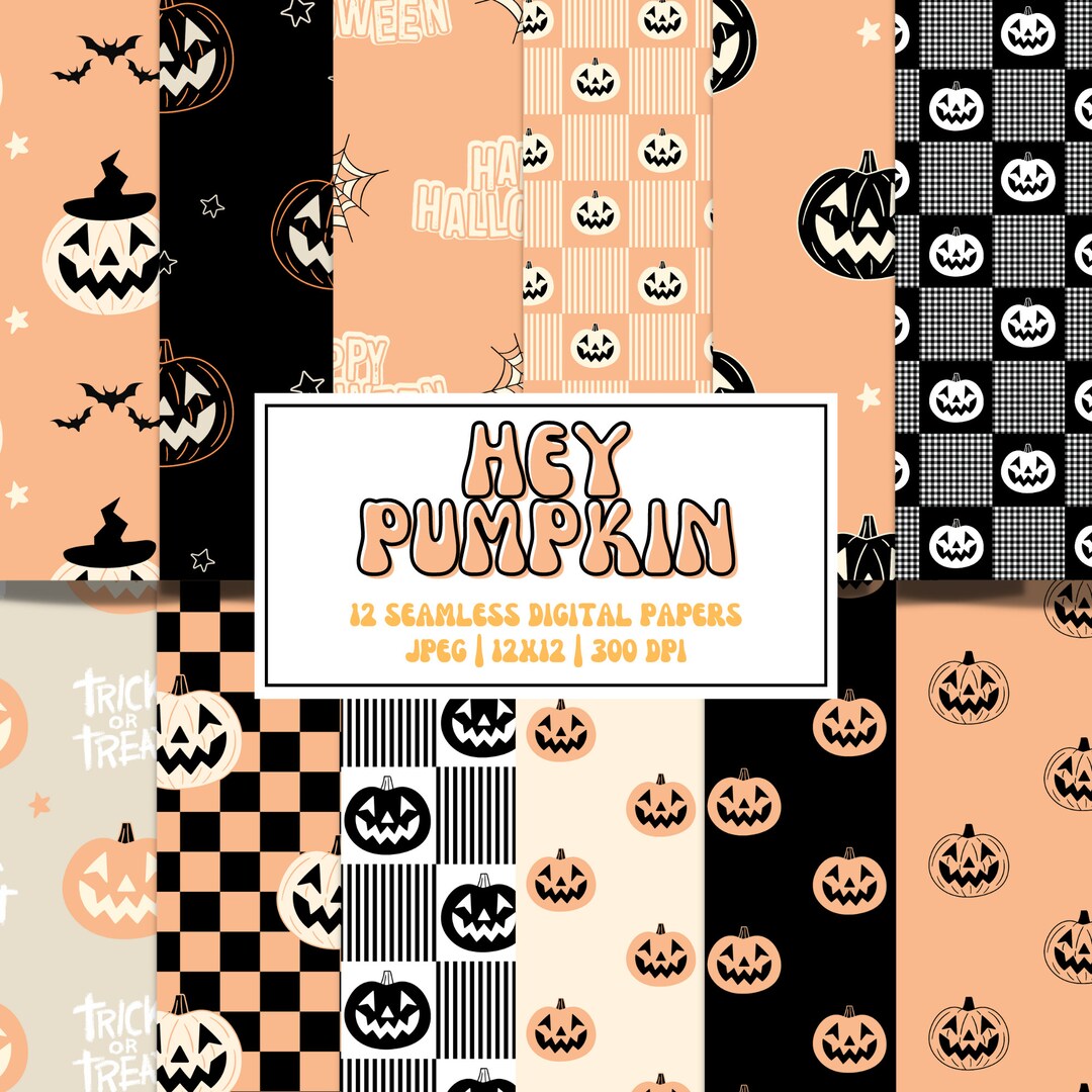 Pumpkin Seamless Pattern: Halloween Scrapbook Paper (JPG Digital ...