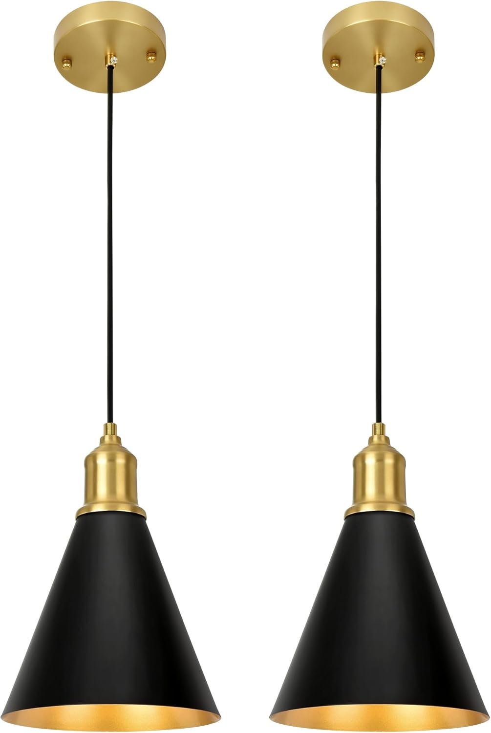 Modern Black and Gold Pendant Light Set of 2 Adjustable Industrial ...