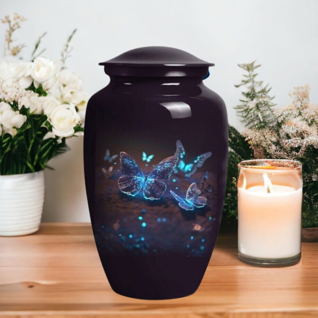 Buy Blue Butterfly Memorial Urn for Adult Ashes Funeral Cremation Urns ...