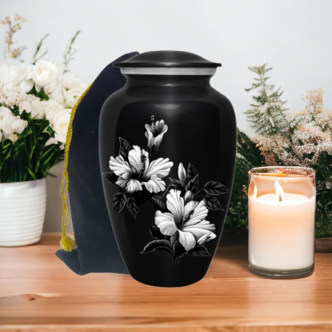 Cremation Urns Hibiscus Flower Urn for Ashes Memorial Funeral Urn Urn ...