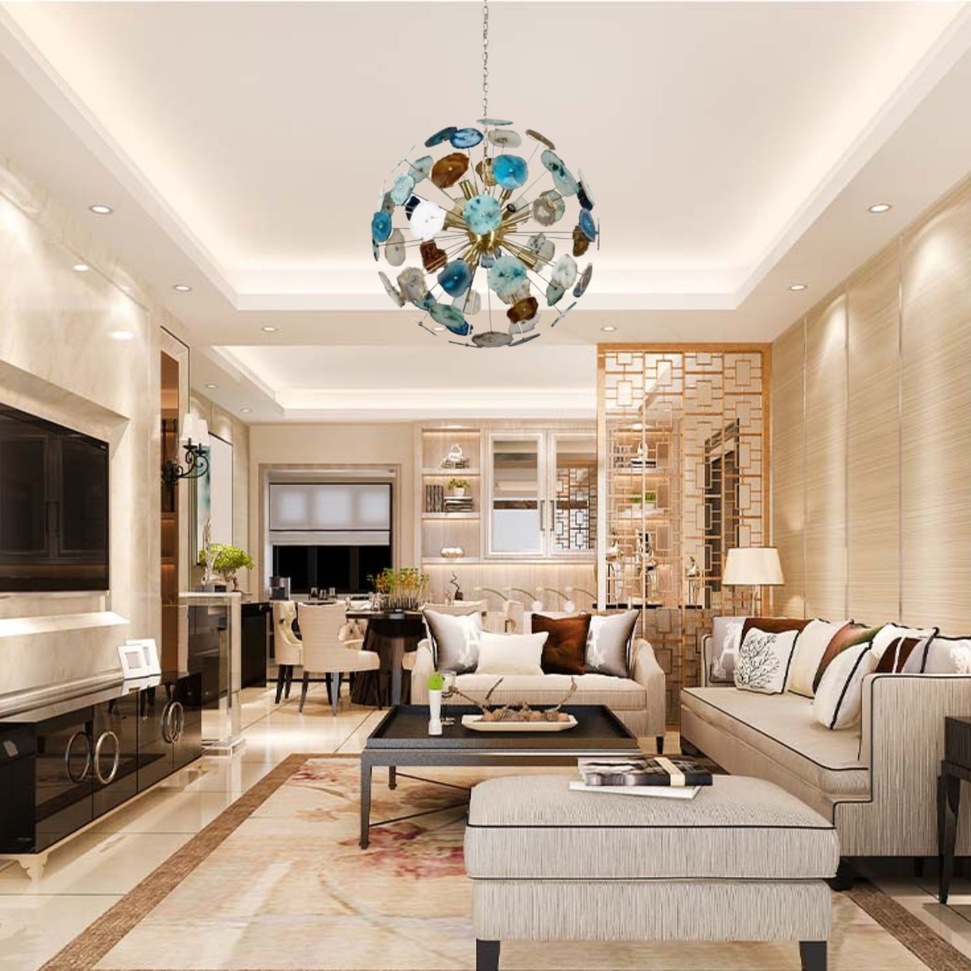 Stellar Agate Stone Chandelier Unique Geode Crystal Chandelier Boho ...