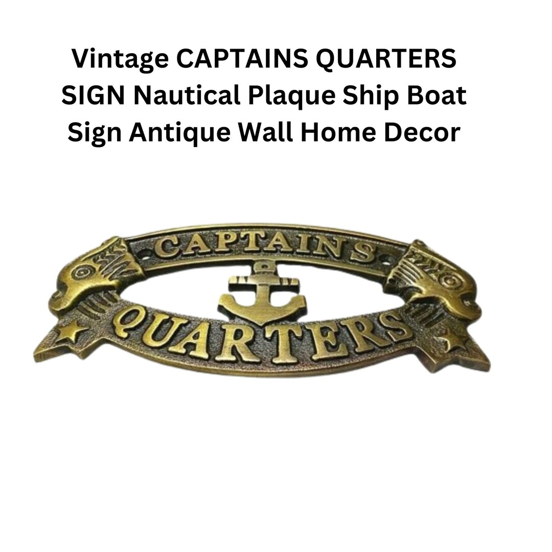 Vintage Nautical Captains Quarters Sign Antique Wall Décor for Ship or ...