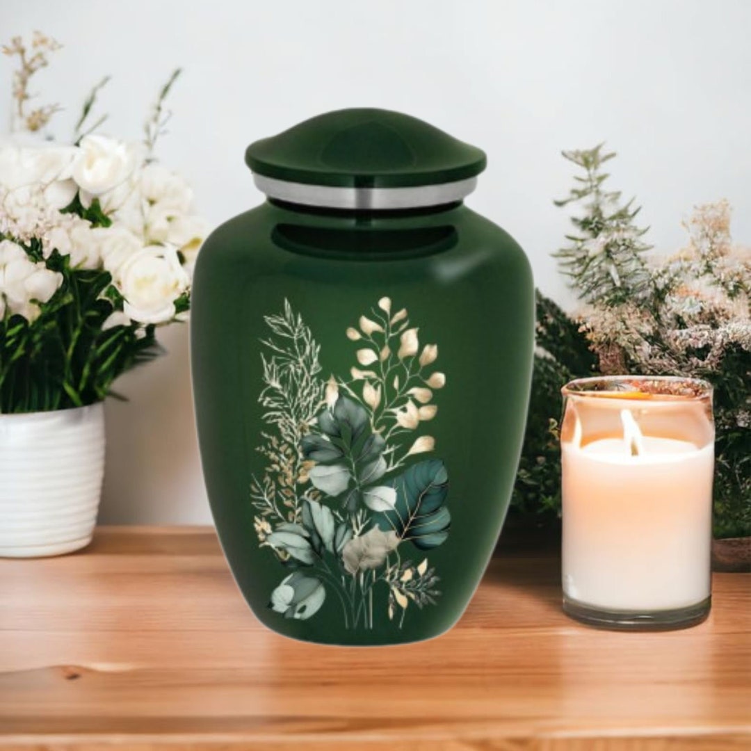 Custom Memorial Floral Urn Elegant Embossing Urn for Ashes Precious ...