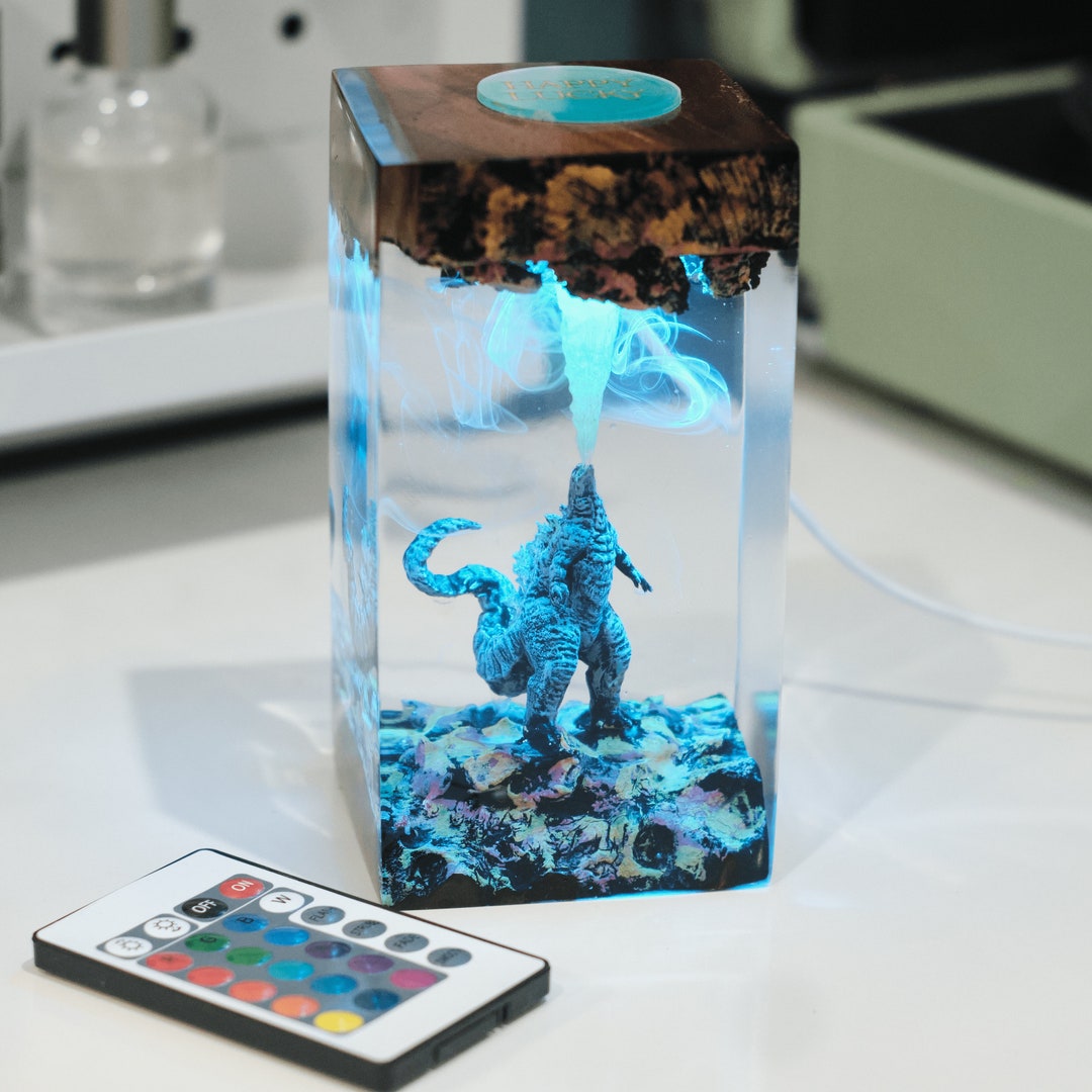 Gozz.ila Monster Wood Lamp, Atomic Breath Resin Lamp, Custom Night ...