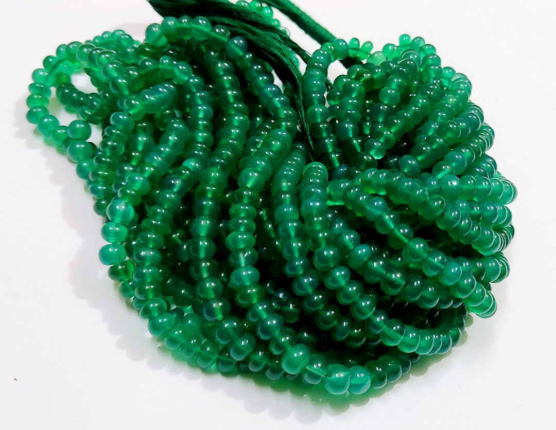 16 Inch Strand,green Onex Quartz Smooth Rondelle Beads,5.5 Mm Size ...