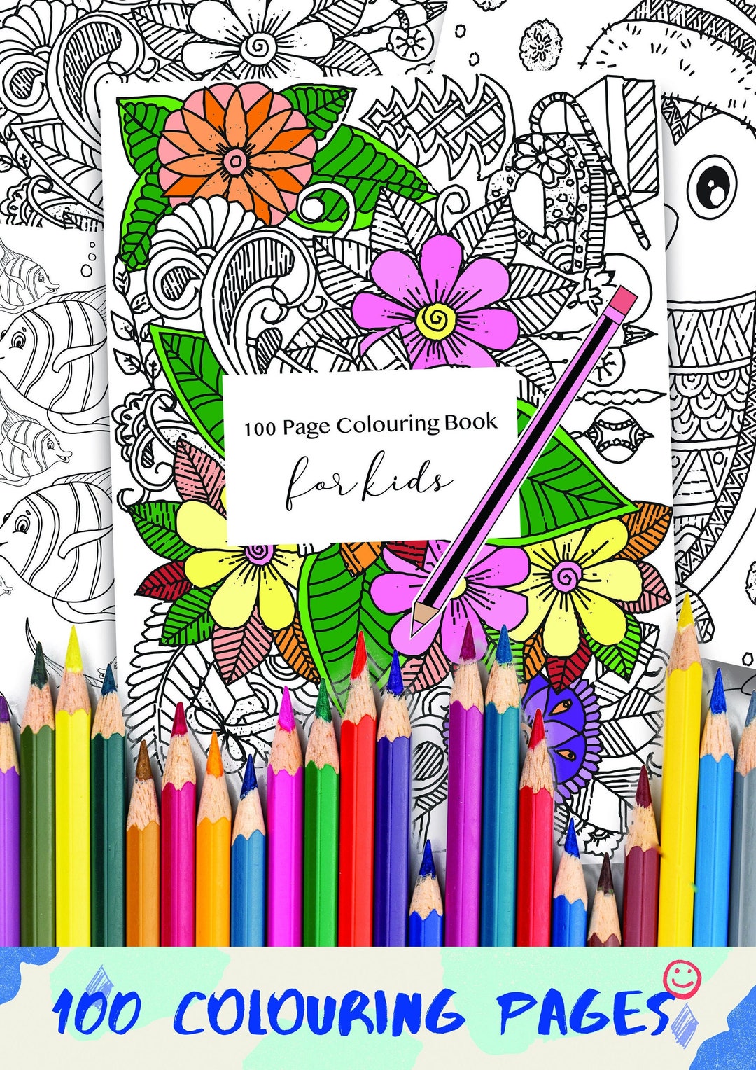 100 PAGES Colouring Books FOR KIDS Digital/instant Downloads, Printable ...