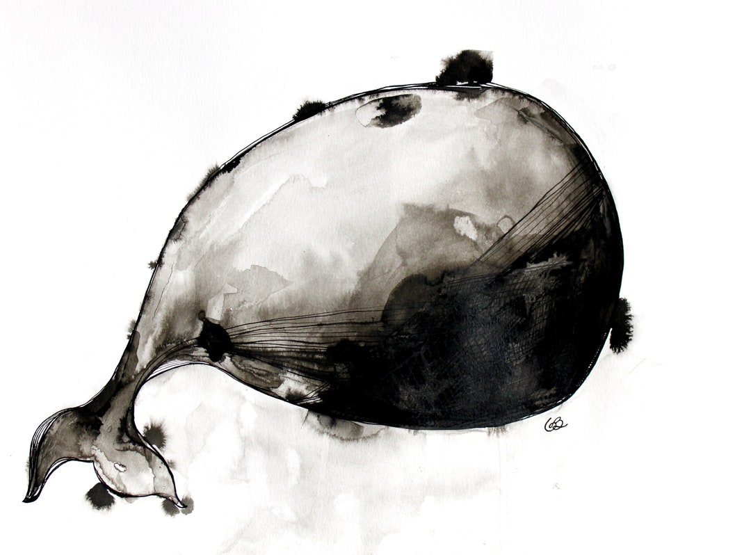 Sea, Swallow Me, Ink Drawing of Whale, Whale Art, OOAK Wall Art ...