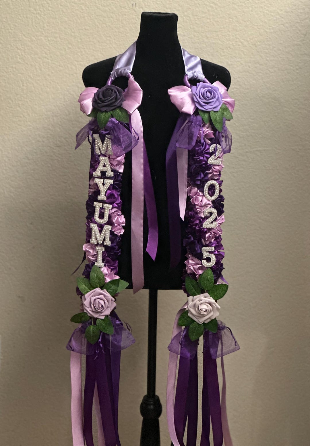 TRIPLE Ribbon Rose Graduation Lei With Name and Year + Sachet Bags - Etsy