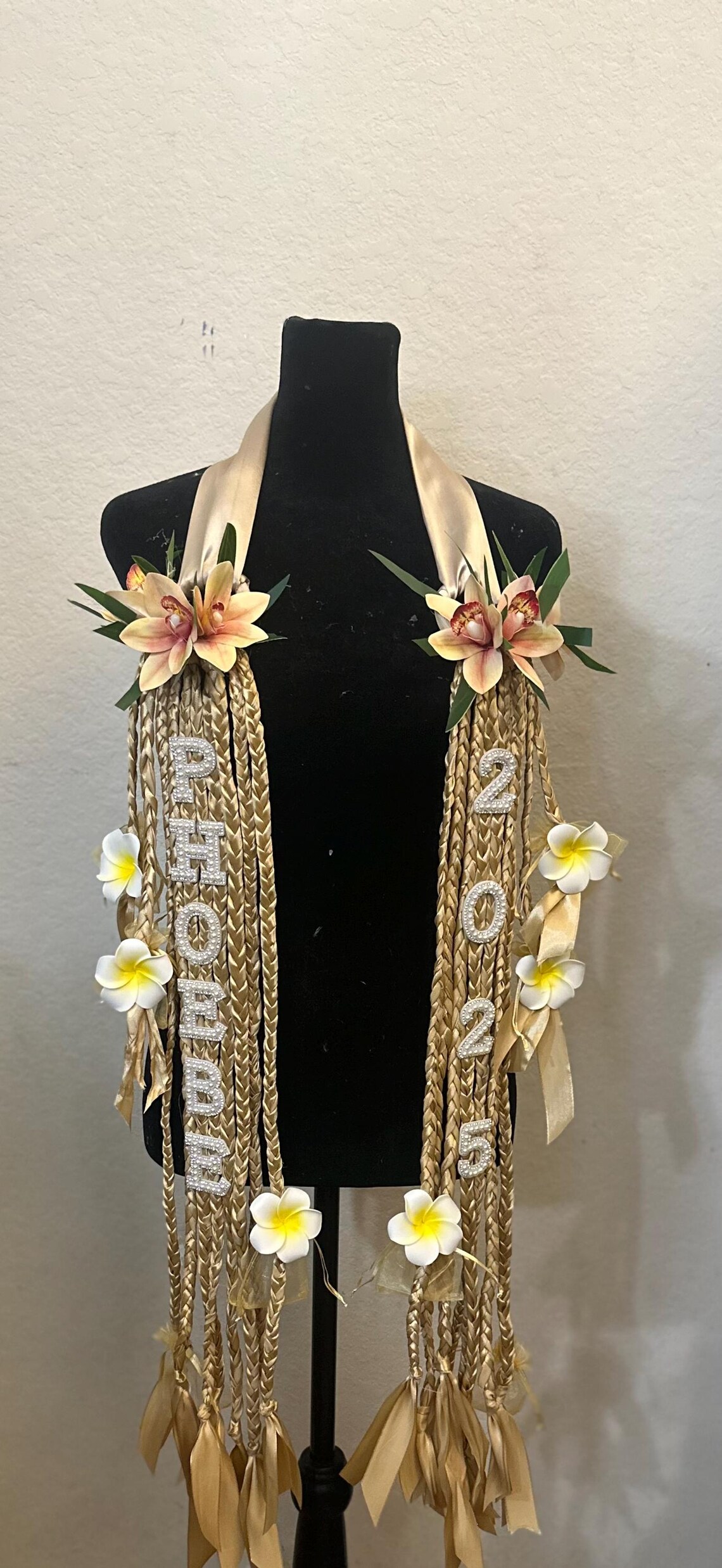 Orchids and Plumerias Graduation Lei With First Name and YR + Sachet ...