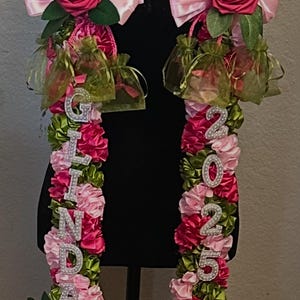 TRIPLE Ribbon Rose Graduation Lei With Name and Year + Sachet Bags - Etsy
