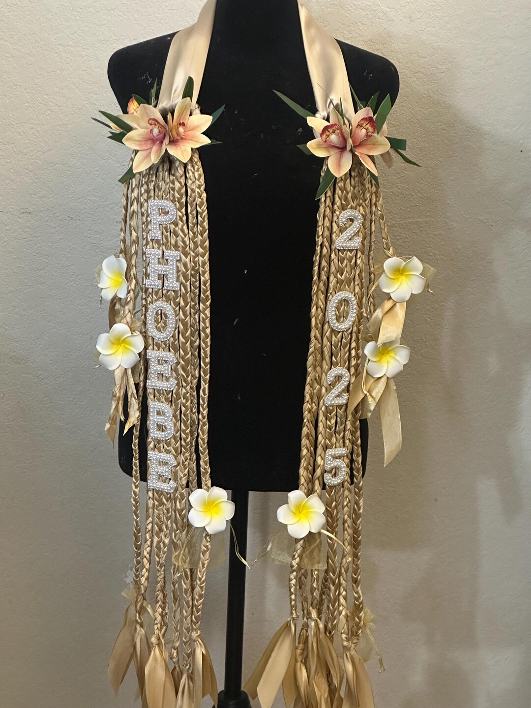 Orchids and Plumerias Graduation Lei With First Name and YR + Sachet ...