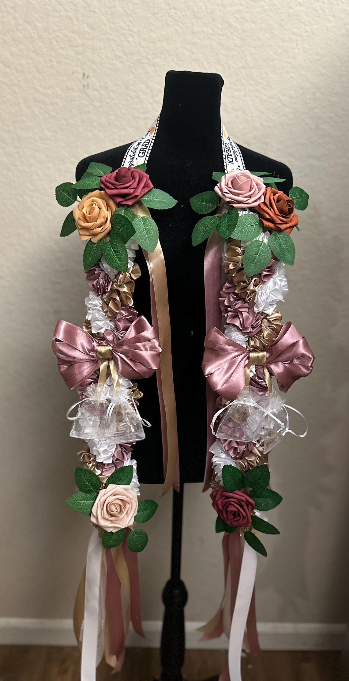 TRIPLE Ribbon Rose Graduation Lei With Sachet Bags - Etsy