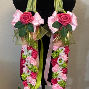 TRIPLE Ribbon Rose Graduation Lei With Name and Year + Sachet Bags - Etsy