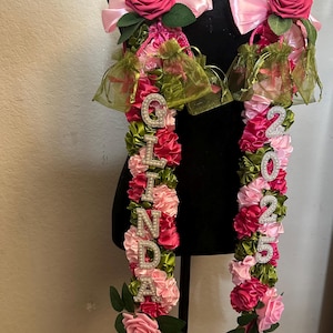 TRIPLE Ribbon Rose Graduation Lei With Name and Year + Sachet Bags - Etsy