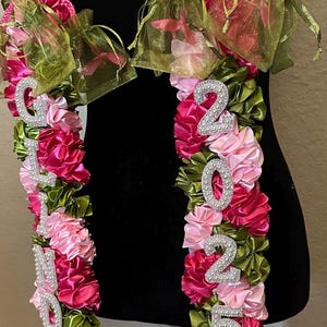 TRIPLE Ribbon Rose Graduation Lei With Name and Year + Sachet Bags - Etsy
